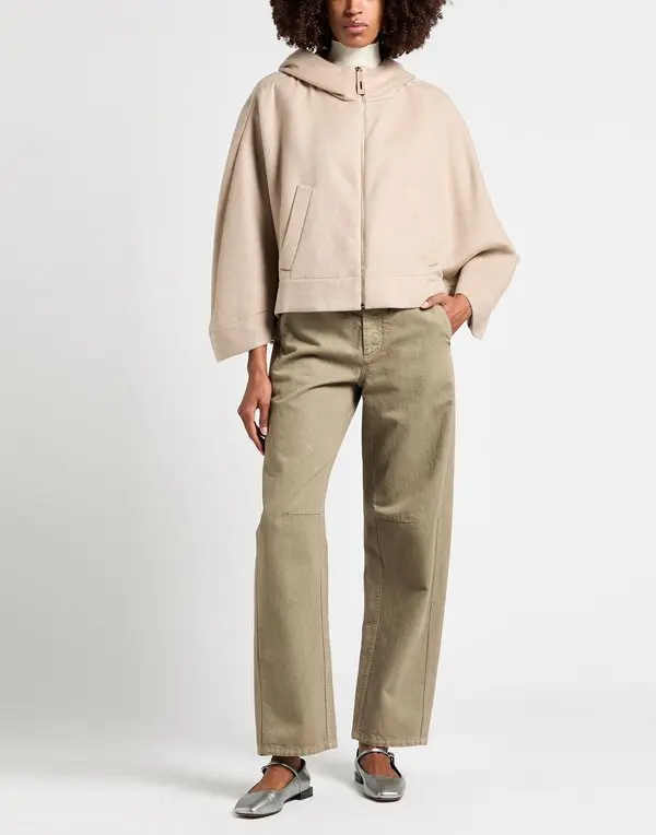 Max Mara Flannel Cape With Leather Trim