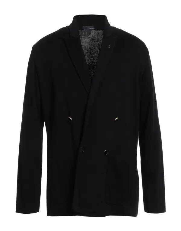 LARDINI Cotton-viscose Knitted Blazer - Black
