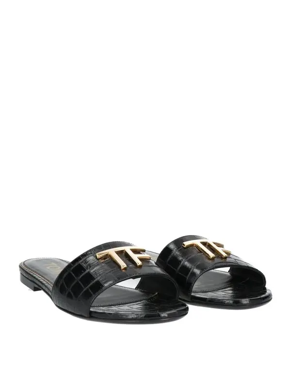 TOM FORD Sandals In Calfskin With Crocodile Print - Black