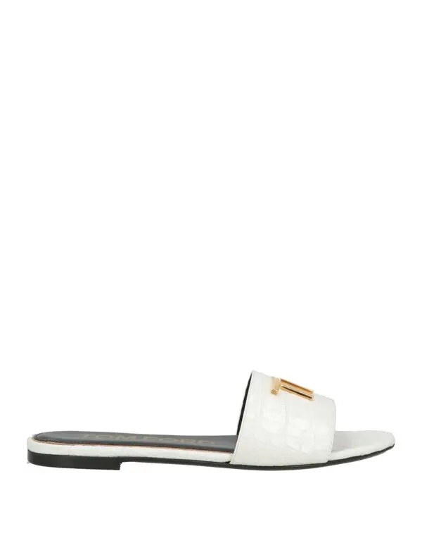 TOM FORD Calfskin Crocodile-effect Slide Sandals
