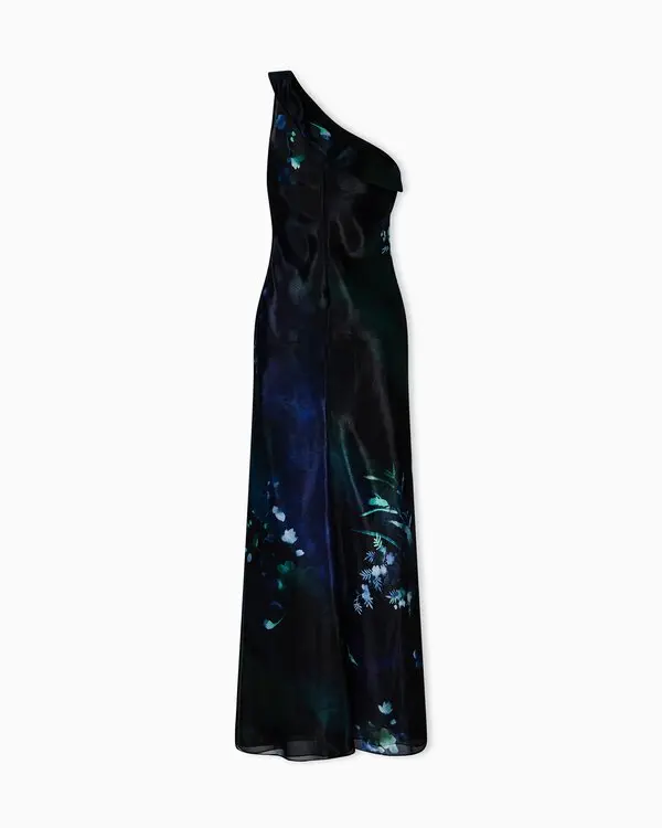 Giorgio Armani Long Dress In Printed Silk Organza