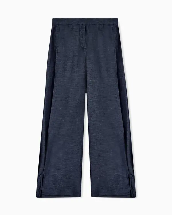 Giorgio Armani Wide-leg Trousers In Linen And Lyocell - Grey