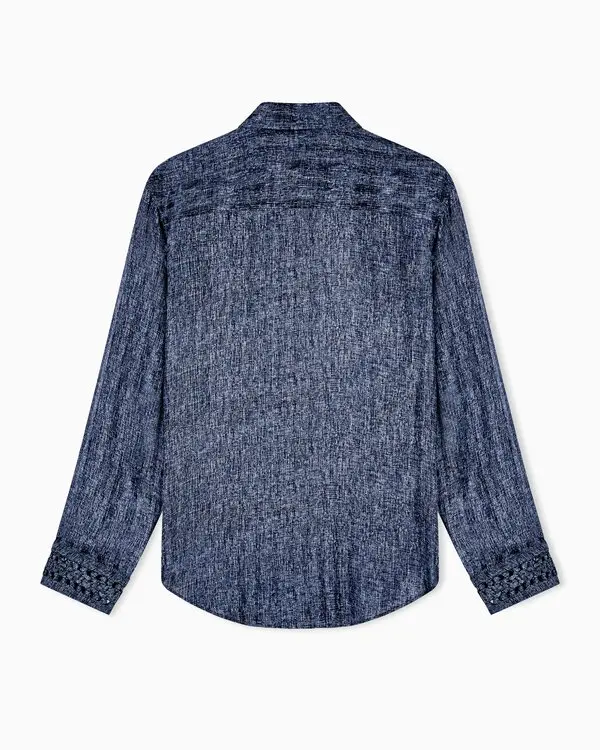 Giorgio Armani Denim-print Silk Shirt