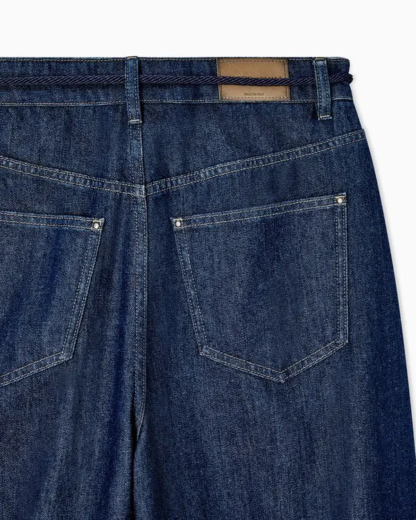 Giorgio Armani Five-pocket Stretch Cotton-denim Trousers With Belt