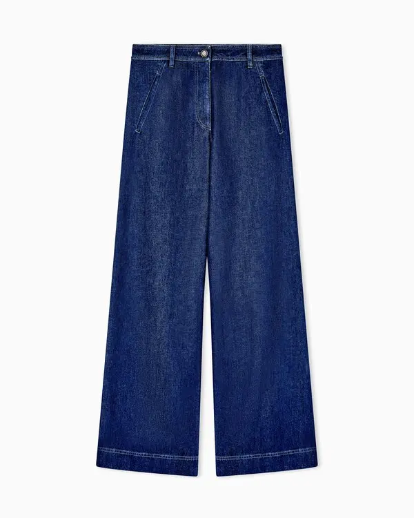 Giorgio Armani Stretch-cotton Denim Wide-leg Trousers Denim Collection - Blue