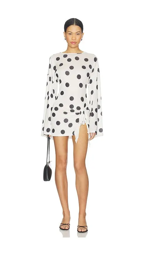 Lioness Cosmic Mini Dress In White - Moonlight Polka