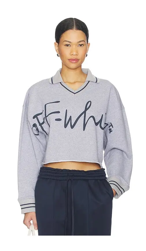 Off-White Script Polo Sweatshirt In Grey