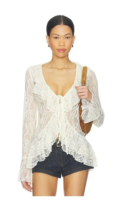 MORE TO COME Alisia Top In Cream - Cream Lace