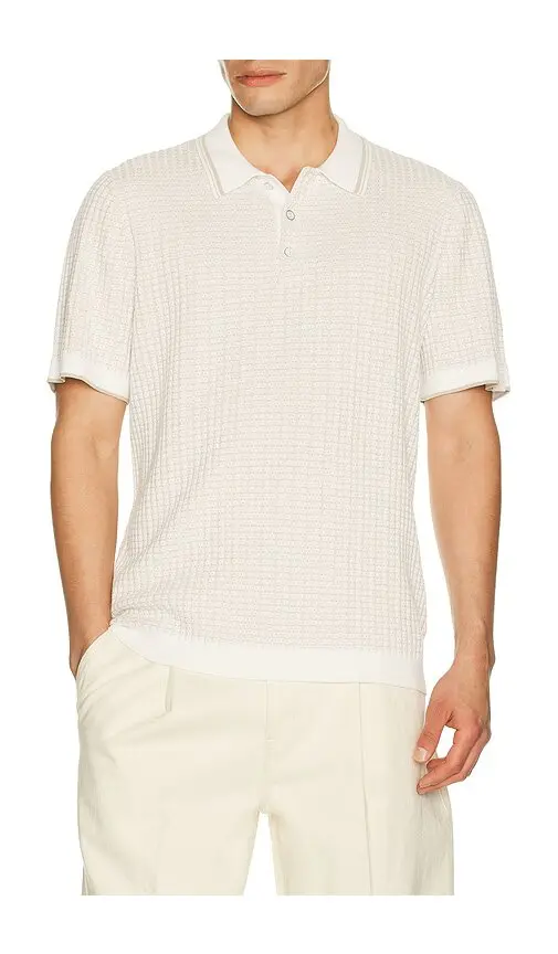 Rag & Bone Harvey Rib Polo In Beige - Chalk