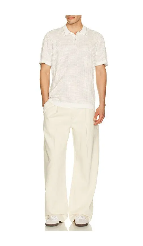 Rag & Bone Harvey Rib Polo In Beige - Chalk