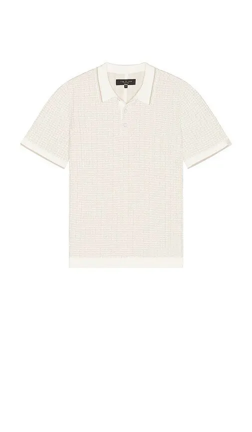 Rag & Bone Harvey Rib Polo In Beige - Chalk
