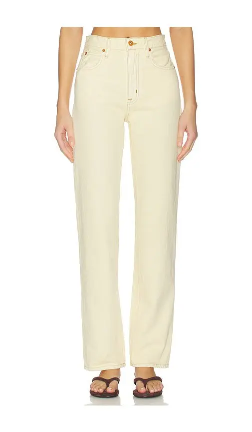 SLVRLAKE London High Rise Straight Leg Jeans In Cream - Paradise
