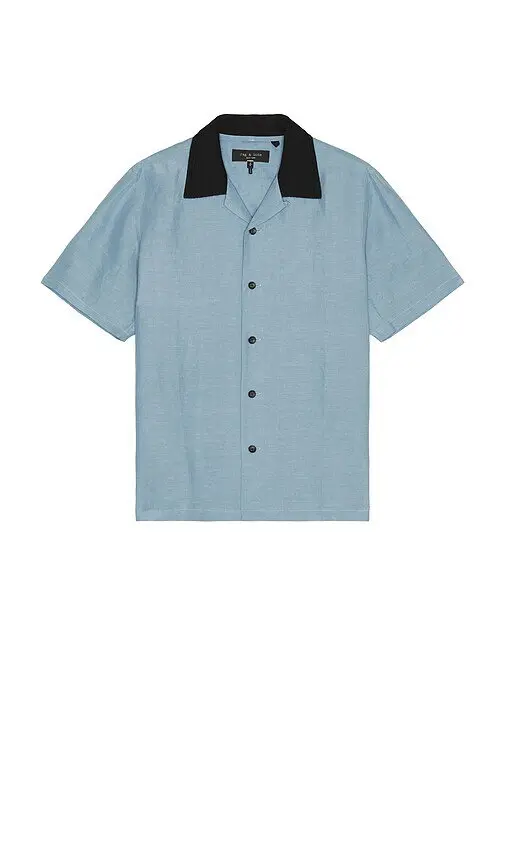 Rag & Bone Avery Slub Shirt In Baby Blue - Light Blue