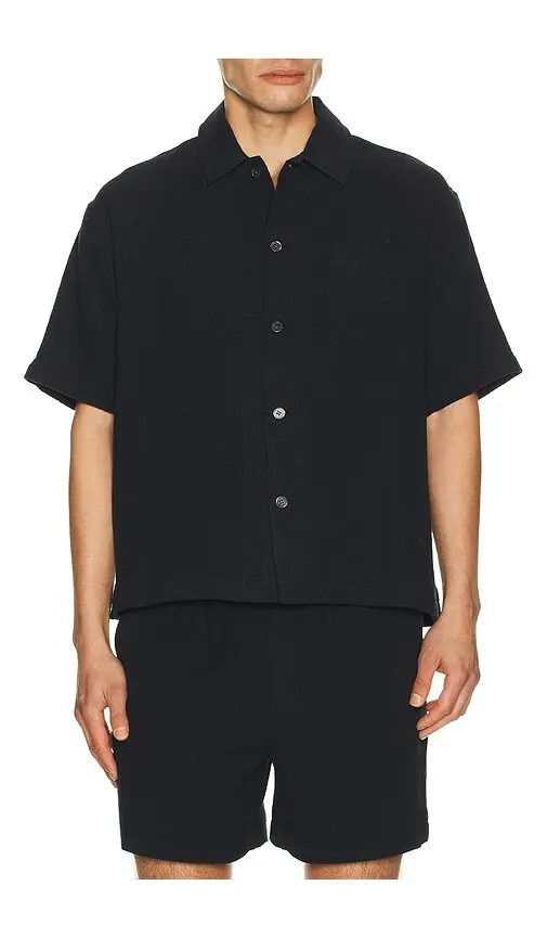 FRAME Open Weave Shirt In Navy - Dark Navy