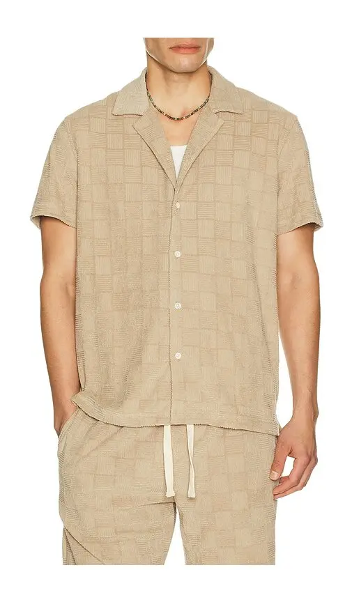 Rails Maverick Camp Collared Shirt In Beige - Grange Craft Paper