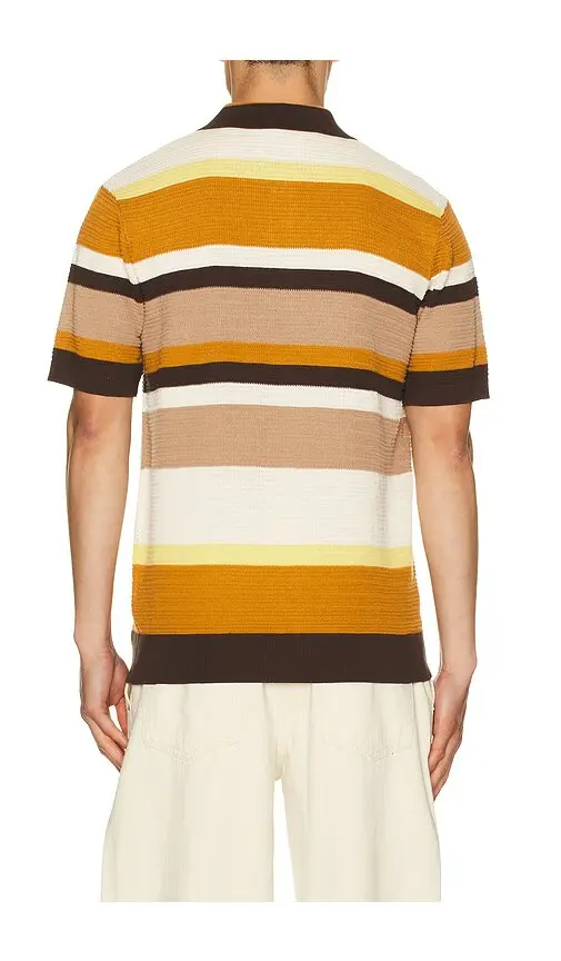 Scotch & Soda Structured Striped Knitted Polo In Brown - Medium Brown