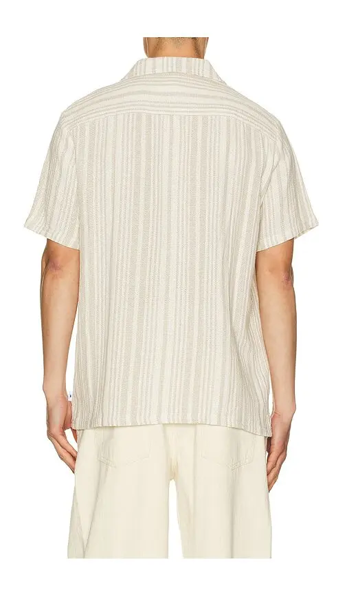 VINTAGE SUMMER Basket Weave Camp Shirt In White
