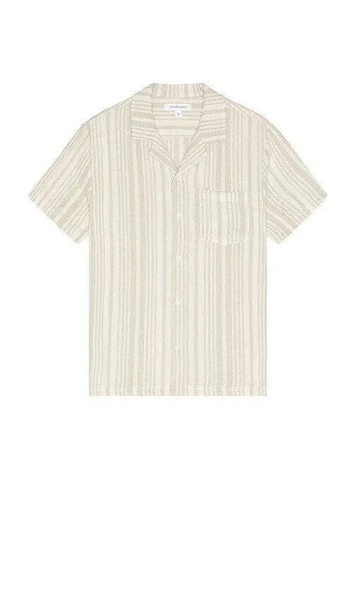 VINTAGE SUMMER Basket Weave Camp Shirt In White