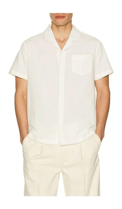 VINTAGE SUMMER Embroidered Camp Shirt - White