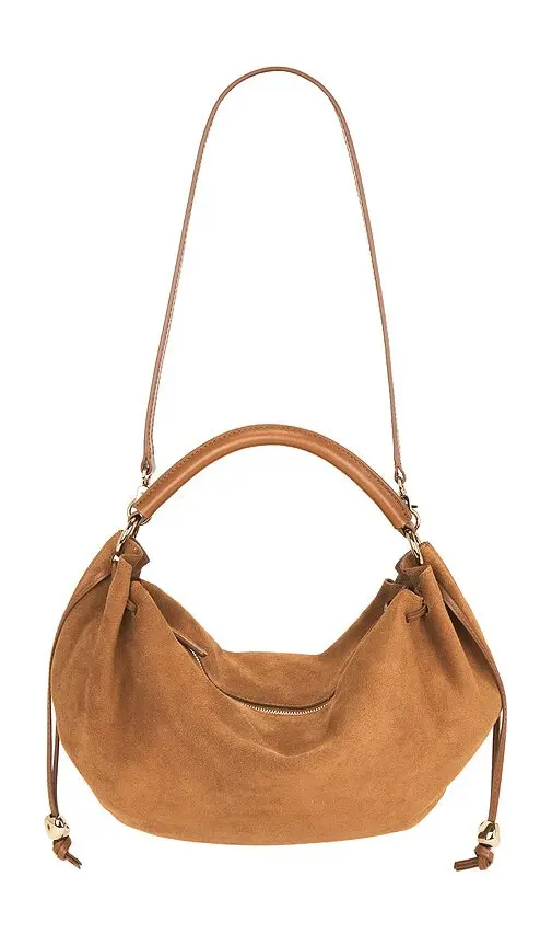 Madewell Gathered Shoulder Bag In Brown - Aged Cognac Suede