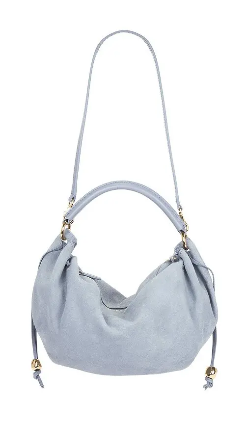 Madewell Gathered Shoulder Bag In Baby Blue - Serene Blue Suede