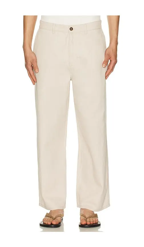 RHYTHM Relaxed Herringbone Pant In Cream - Sand