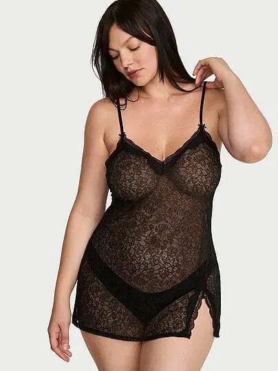 Victoria's Secret Tease Lace Mini Slip Dress - Black