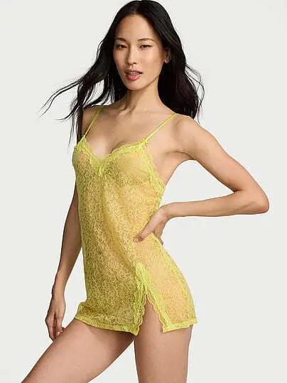 Victoria's Secret Tease Lace Mini Slip Dress - Green