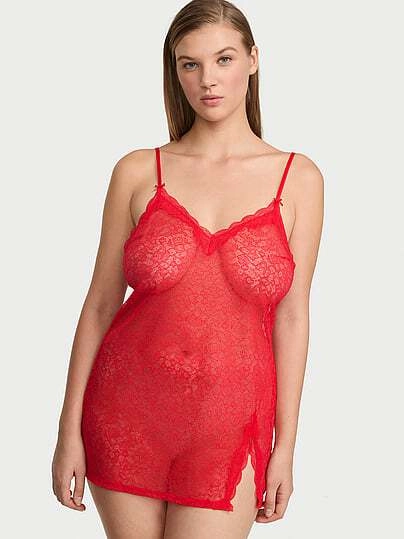 Victoria's Secret Tease Lace Mini Slip Dress - Red