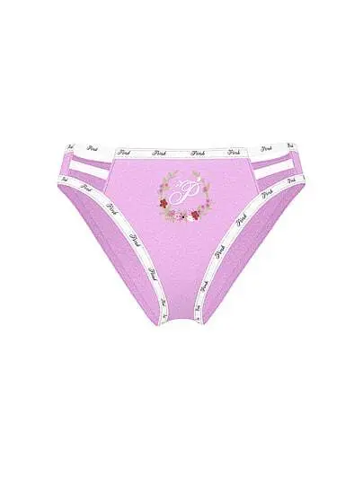 Pink Cotton Logo Strappy Cheeky - Purple