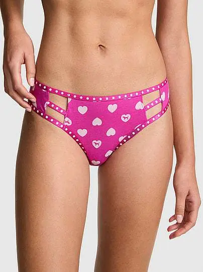 Pink Logo Cotton Cheeky Panty - Print
