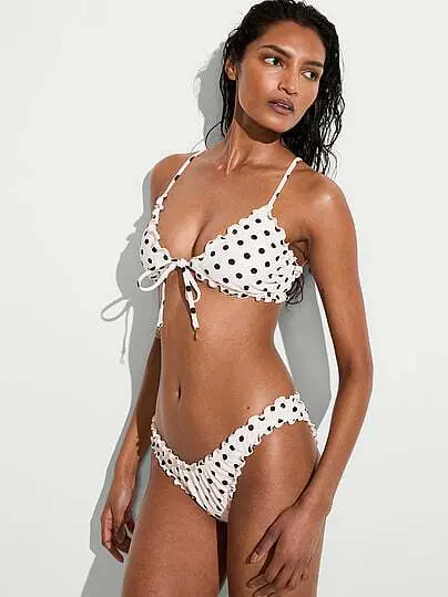 Victoria's Secret Swim Tease Ruffle Triangle Bralette Bikini Top - Print