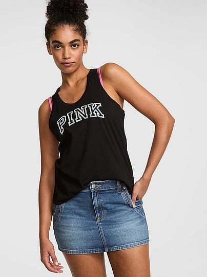 Pink Campus Cotton™ Tank Top - Black