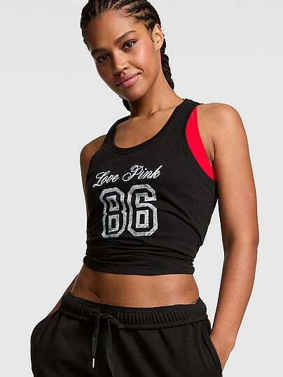 Pink Campus Cotton™ Tank Top - Black