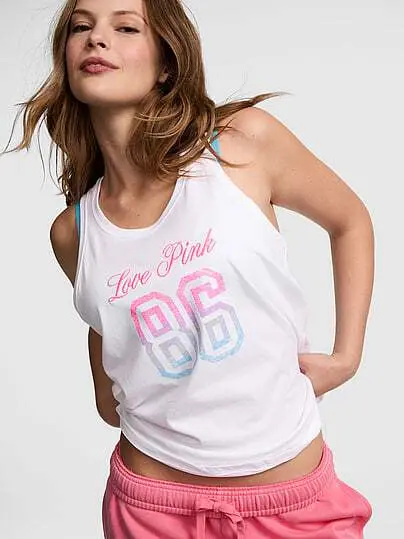 Pink Campus Cotton™ Tank Top - White,ivory