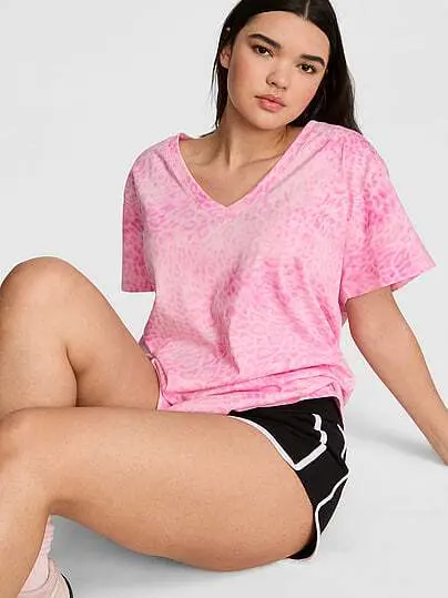 Pink Campus Cotton™ V-neck Tee - Print
