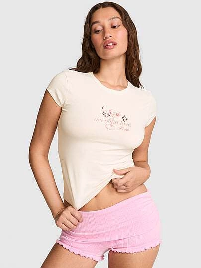 Pink Cotton Baby Tee - Grey