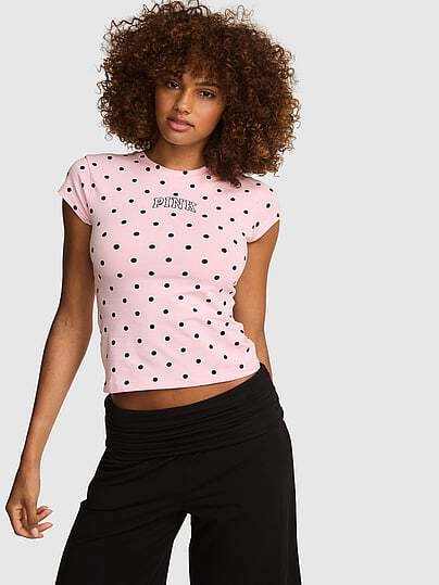 Pink Cotton Baby Tee - Print