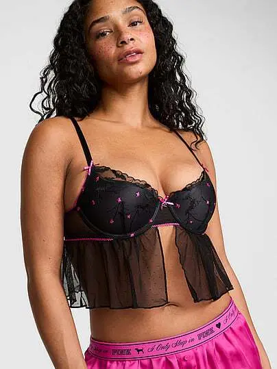 Pink Wink™ Lightly Lined Scoop Corset Top - Black