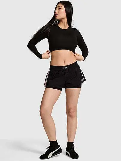 Pink Lightweight Woven Run Shorts - Black