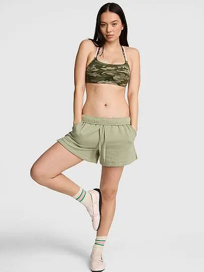 Pink Campus Fleece Roll-down Shorts - Green