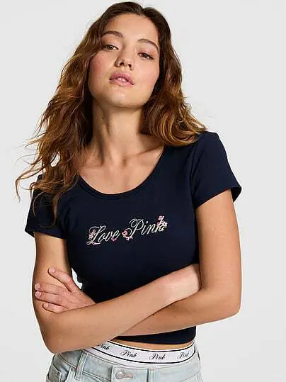 Pink All-day Cotton™ Open-back Tee - Blue