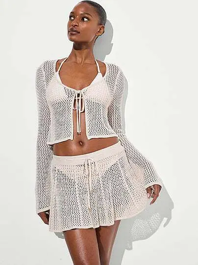 Victoria's Secret Crochet Mini Skirt - White,ivory
