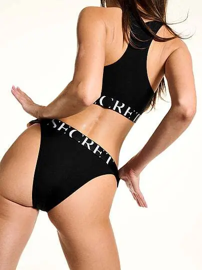 Victoria's Secret Cotton Exploded Logo 90s Brief Panty - Black