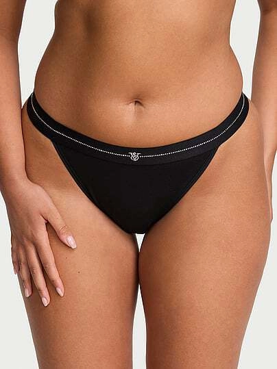 Victoria's Secret Cotton Exploded Logo 90s Brief Panty - Black
