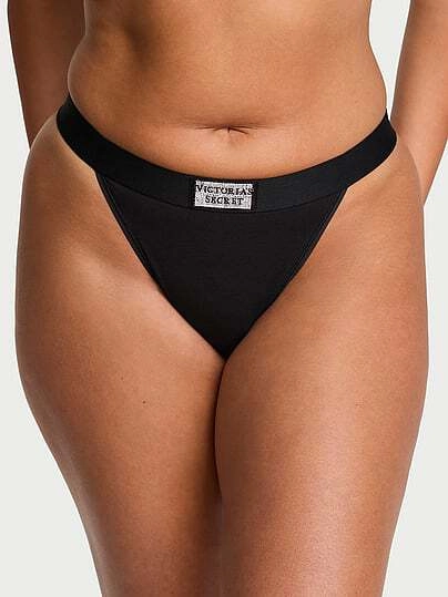 Victoria's Secret Cotton Exploded Logo 90s Brief Panty - Black