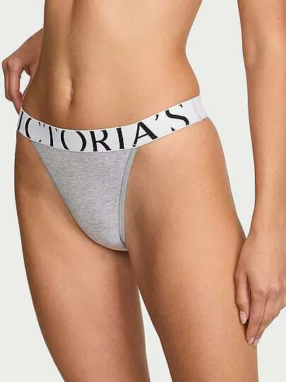 Victoria's Secret Cotton Exploded Logo 90s Brief Panty - Grey