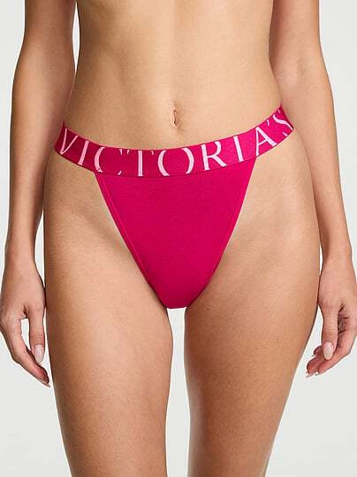 Victoria's Secret Cotton Exploded Logo 90s Brief Panty - Pink