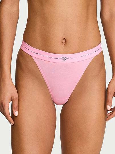 Victoria's Secret Cotton Exploded Logo 90s Brief Panty - Pink