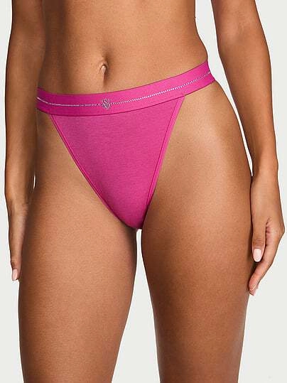 Victoria's Secret Cotton Logo Shine Patch 90s Brief Panty - Pink
